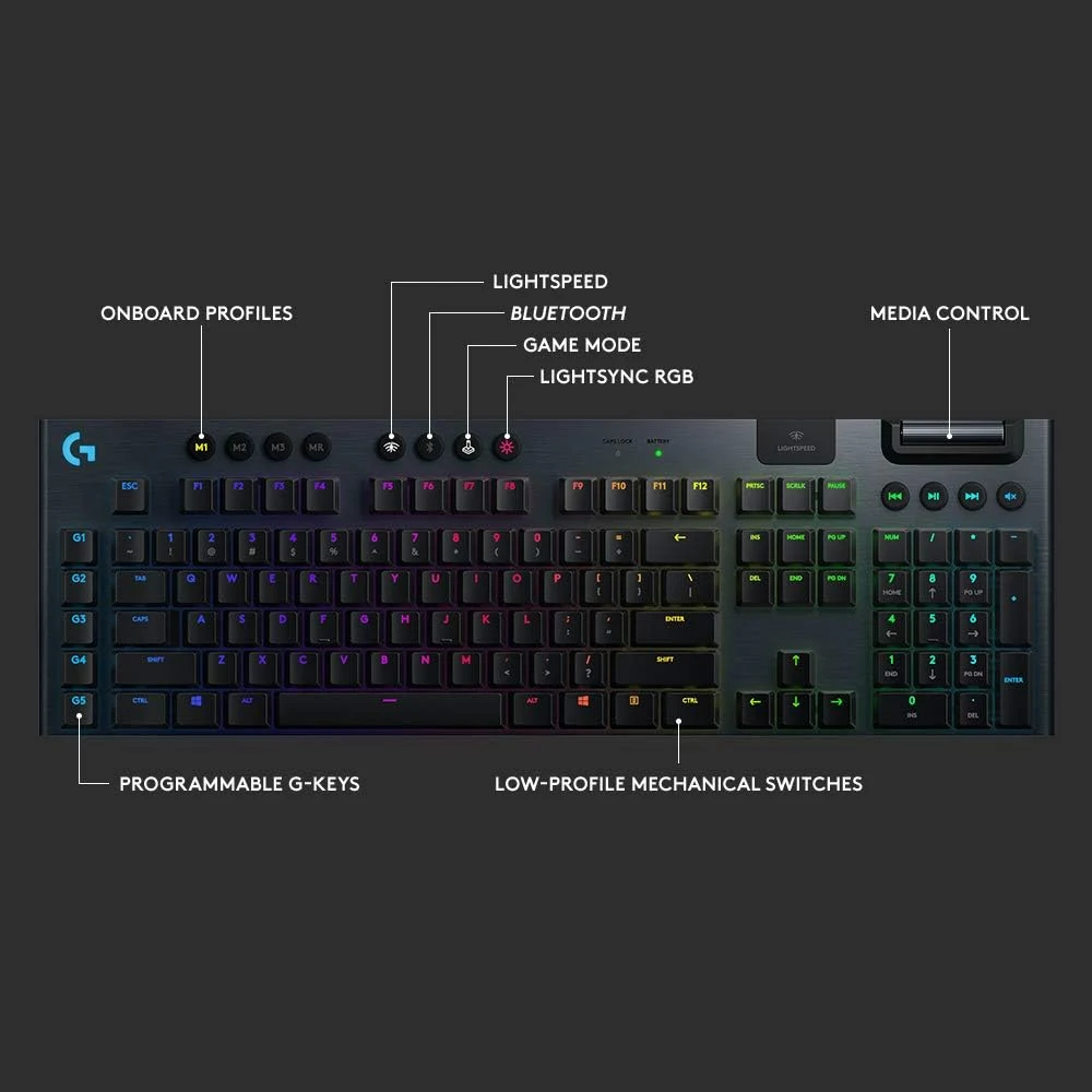Logitech G915 X Lightspeed Low-Profile Wireless Gaming Keyboard - Black ...